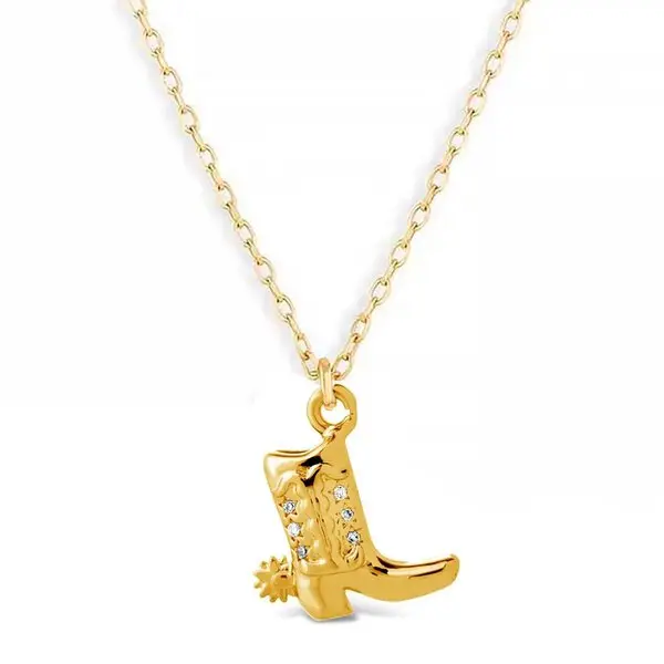 SHADED THE LABEL Jessie Cowboy Boot Pendant Necklace - Gold
