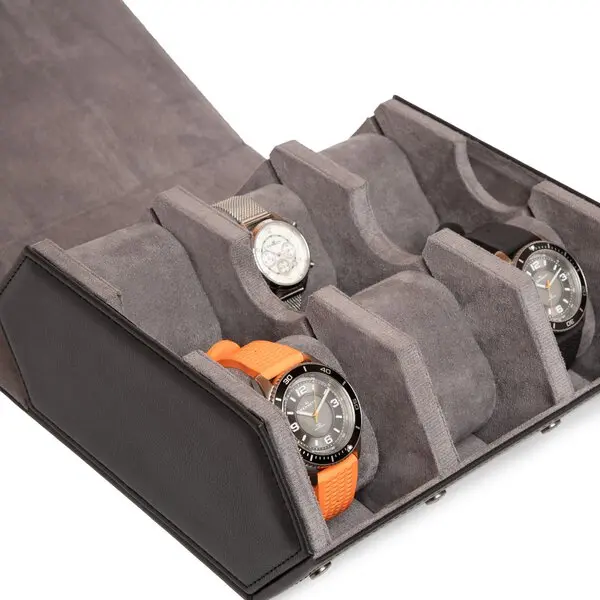 KENNETT WATCHES & ACCESSORIES Black / Grey Kennett Six Piece Hexagon Watch Case Black Pu Leather - Black/grey
