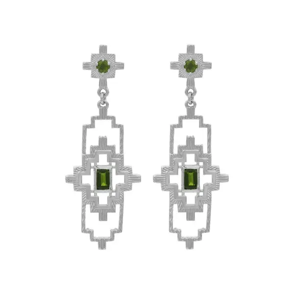 ZOË & MORGAN Silver / Green Munay Earrings Silver Chrome Diopside - Silver/green