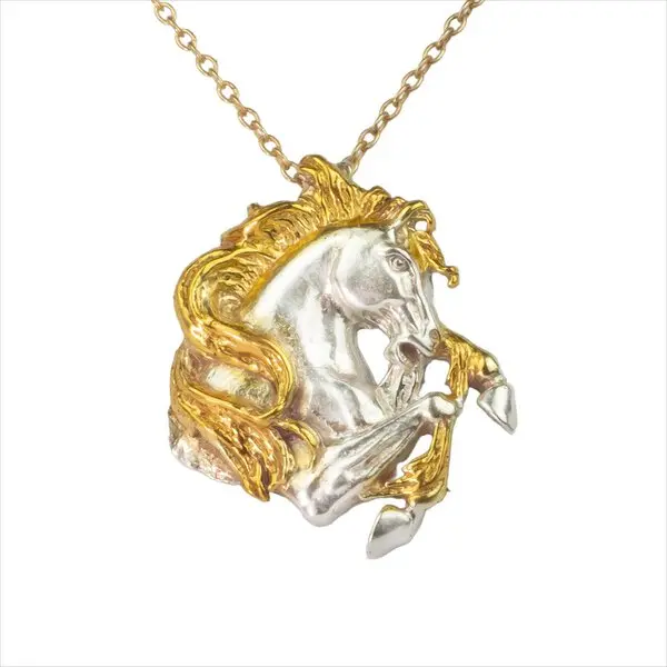 SIMON KEMP JEWELLERS Horse Head Pendant Eighteen Carat Gold On Solid Sterling - Silver