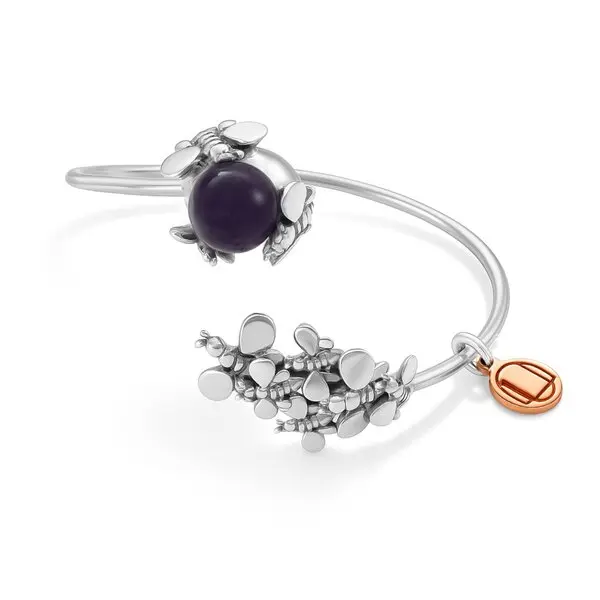 UNALOE Amethyst Bracelet In Sterling Silver – Natural Stone Jewelry Inspired Design Natural Queen - Black