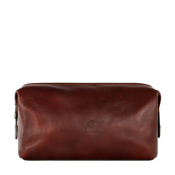 TIME RESISTANCE Leather Toiletry Bag Four Past Midnight - Brown