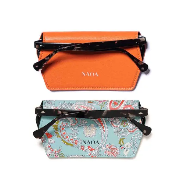 NAOA Orange / Blue Two Pack Apple-leather Slim Glasses Case Orange Paisley - Orange/blue