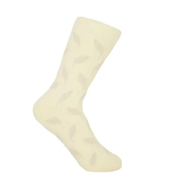 PEPER HAROW - MADE IN ENGLAND Neutrals Cream Leaf Socks - White