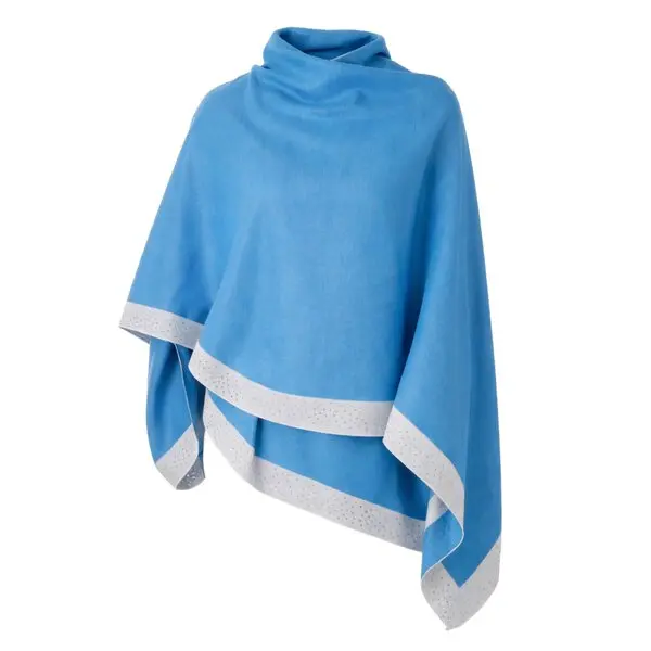 FRANCHETTI BOND Mia Denim & Beige Diamante Trim Wrap - Blue