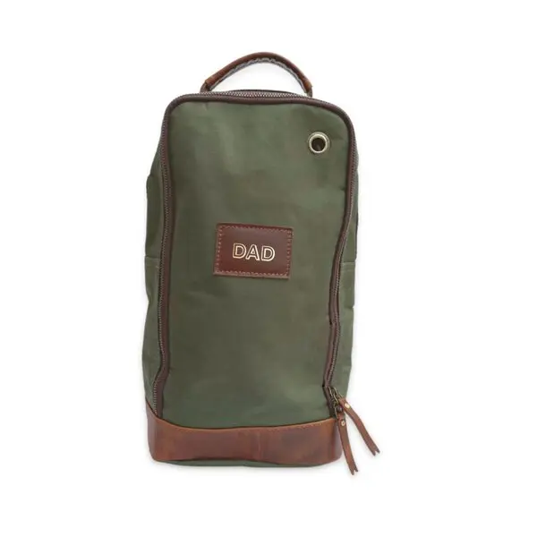 VIDA VIDA Nylon & Leather Trim Golf / Football Boot Bag For Dads- Olive - Green