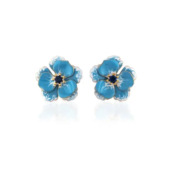 MILOU JEWELRY Light Viola Flower Earrings - Blue