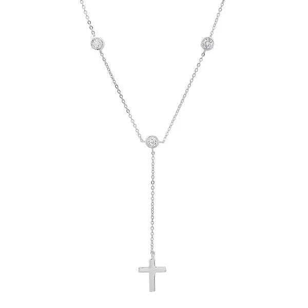 KYLIE HARPER Sterling Bezel-set Diamond Cz Cross Y Necklace - Silver