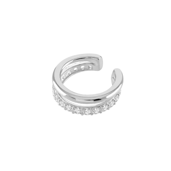 LUCY QUARTERMAINE Melody Double Ear Cuff With White Topaz - Silver