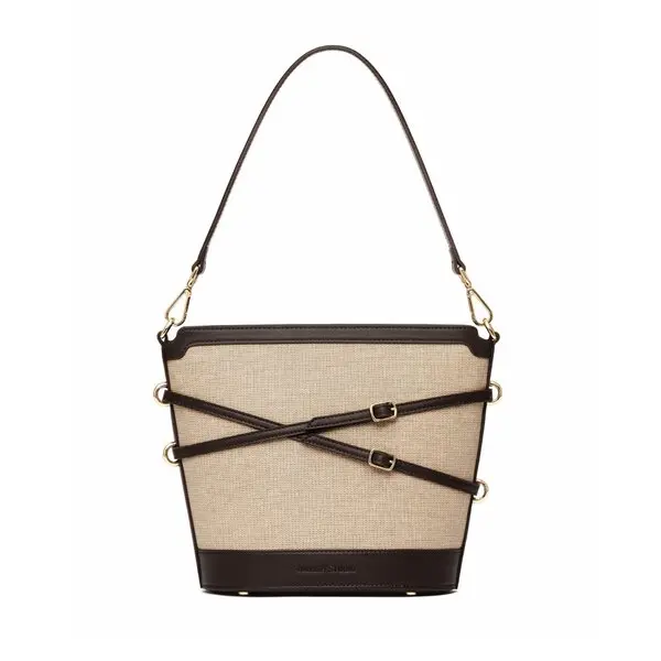 OWLISH STUDIO Glacier Canvas Vegan Leather Bucket Bag Espresso - Brown