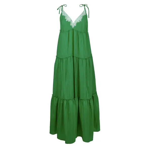 SASHA LA MER Lulu Silk Dress, Color Emerald - Green