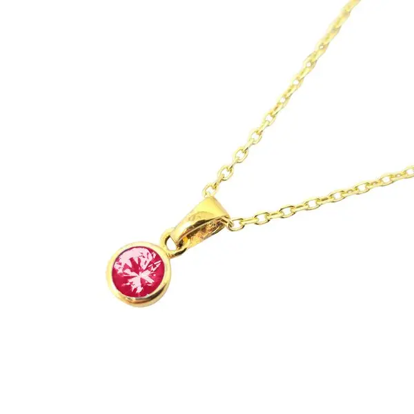 HARFI Mini Round Ruby July Birthstone Pendant Necklace - Gold