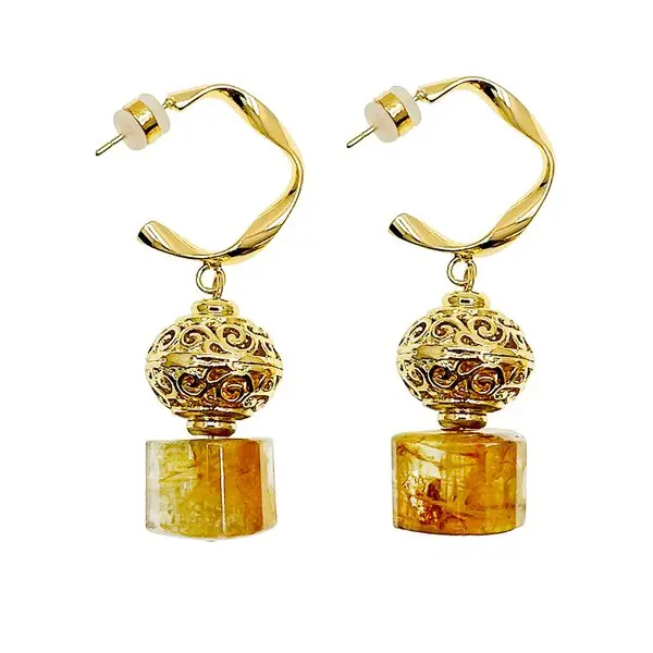 FARRA Citrine Chunky Hook Earrings