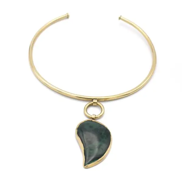 LALA SALAMA Kijani Malachite Lunar Choker - Gold