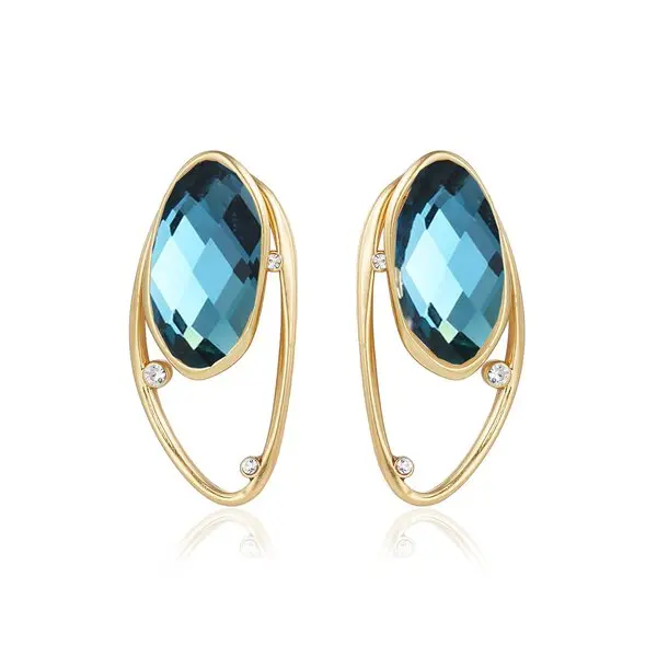 RARE MATTERS JEWELRY Double Style Sparkles Glass Earrings - Blue