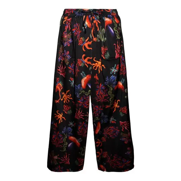 JANARA JONES Psycho Mushrooms Satin Trousers - Black