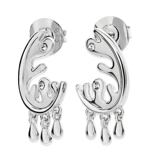 LUCY QUARTERMAINE Wave Studs With Drips Earrings - Silver