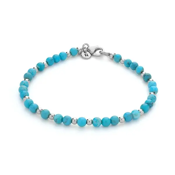 NELLOU JEWELLERY Jewel Bead December Birthstone Bracelet Sterling Silver Turquoise - Blue
