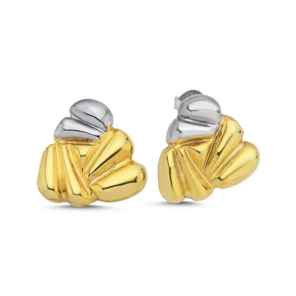 LINYA JEWELLERY Gold / Silver Meri Double Color Triangle Earrings - Gold/silver