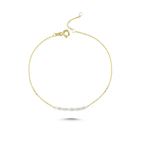 ECCE ARTISAN DIAMONDS 18k Solid Dancing Tiny Five Diamond Bracelet - Gold