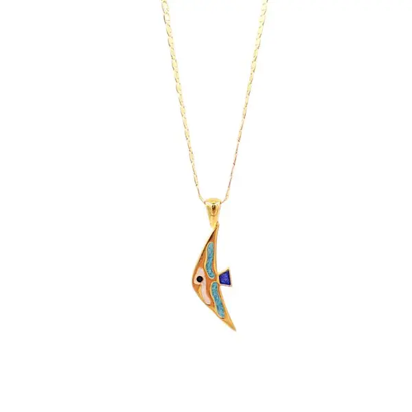 1610ISTANBUL Bosphorus Fish Enamel Necklace - Gold