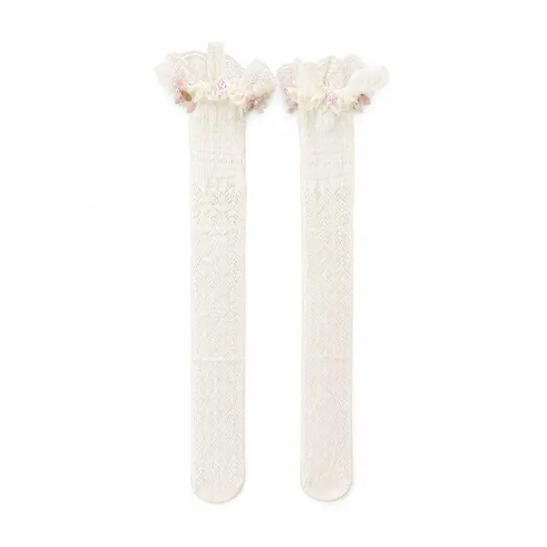 ADIBA Neutrals Rosabelle Ivory Lace Socks - White
