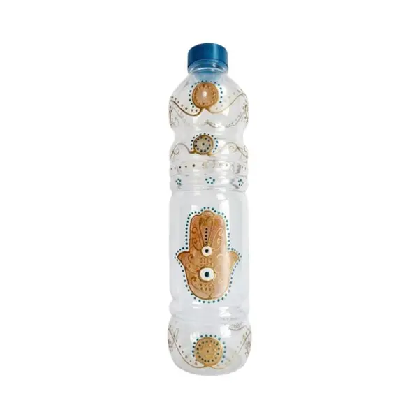 CASA DUNIYA Hand-painted Copper Evil Eye Glass Sadia Water Bottle - Gold