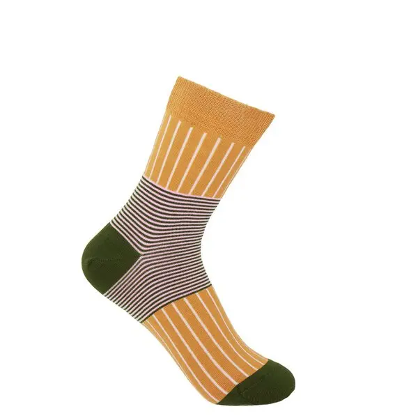 PEPER HAROW - MADE IN ENGLAND Oxford Stripe Socks – Mustard - Yellow