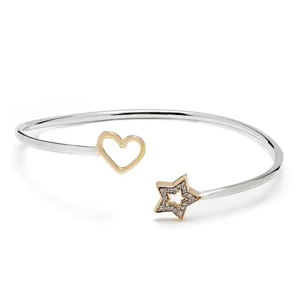 KAIZARIN Open Heart & Star Bangle - Silver