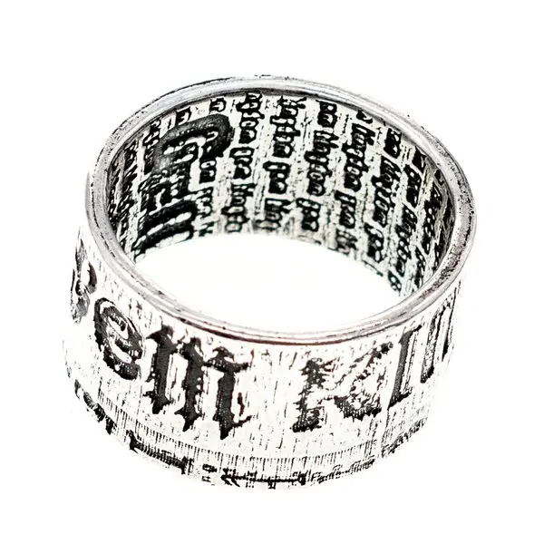GEM KINGDOM Textured Band Ring Engraving - Silver