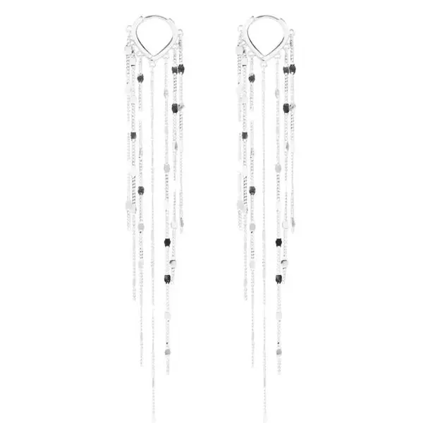 CHANEL JOAN ELKAYAM Dramatic Dangle Chain Huggie Earrings - Silver