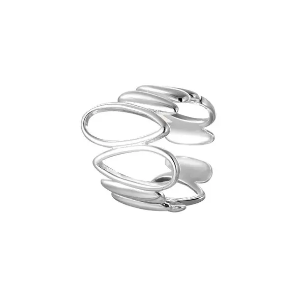 EVERY WAVE Petal Teardrop Openwork Sterling Ring - Silver