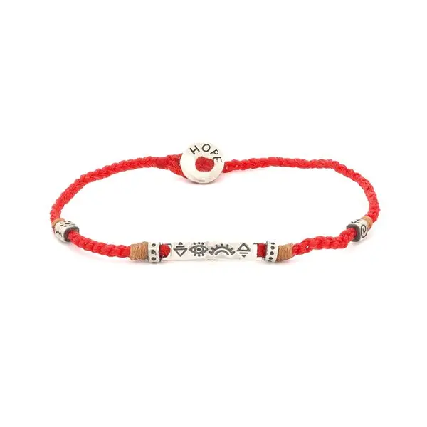 EBRU JEWELRY Red / Silver Sterling Silver Spiritual Symbols Red Woven Hope Braided Bracelet Red - Red/silver