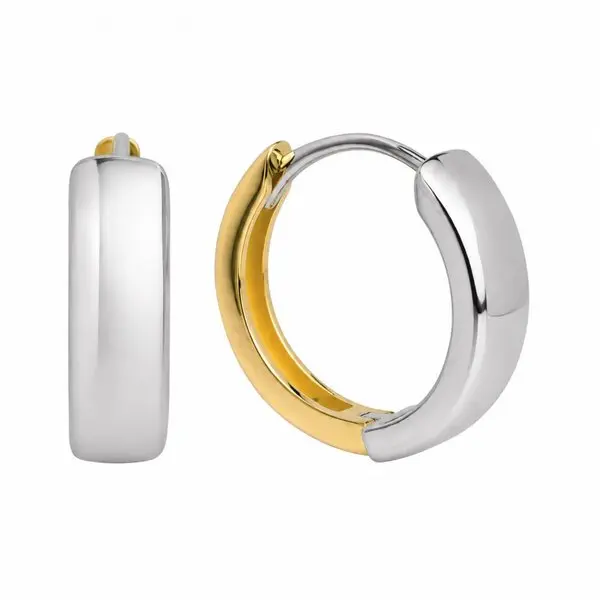 BELINDA JEWELZ Silver / Gold Mixed Metal Reversable Huggie Hoops - Silver/gold