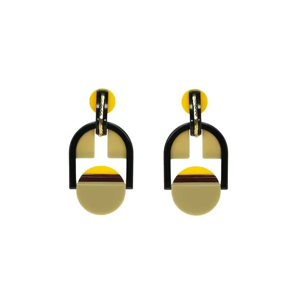 GISSA BICALHO Acrylic Handmade Earring Tri-color - Yellow