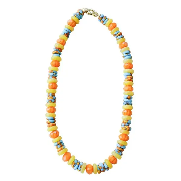 TAYLOR REESE Orange / Yellow Fused Ghanaian Glass Chalcedony Necklace - Orange/yellow