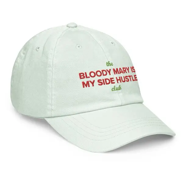 ANCHOR & CREW Pastel Mint Bloody Mary Is My Side Hustle Club Chino Embroidered Cap - Green