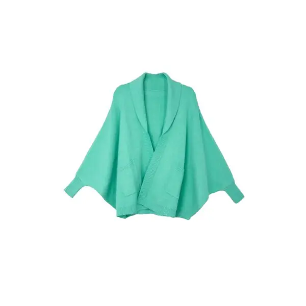 Saachi Open Front Oversized Aqua Cardigan Sweater - Green