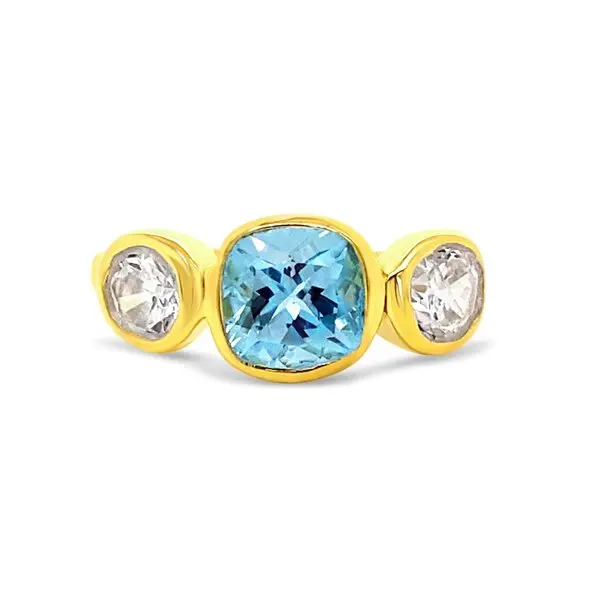 GEM BAZAAR JEWELLERY White / Gold / Blue Lady Margaret Ring Blue And White - White/gold/blue