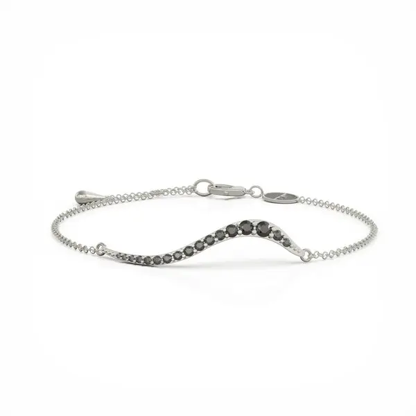 LINDA FIORE Black / Silver Swirl Bracelet Silver With Onyx Cz - Black/silver