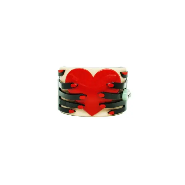 GISSA BICALHO Acrylic Handmade Bracelet Hands & Heart & Rose - Black