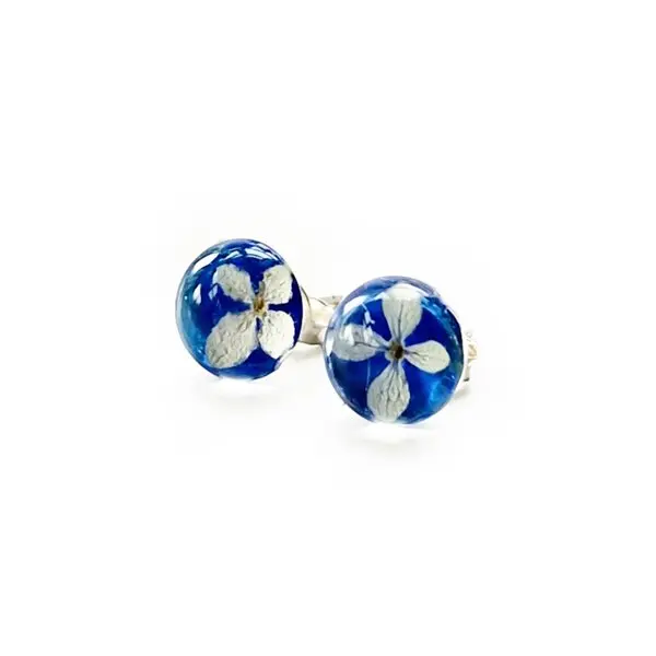 LAURA DAILI Midnight Tiny Hydrangea Blossom Earrings - Blue