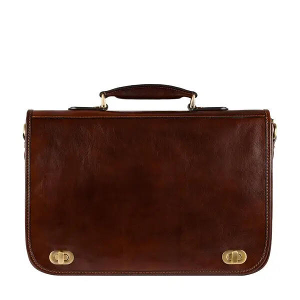 TIME RESISTANCE Full-grain Leather Briefcase