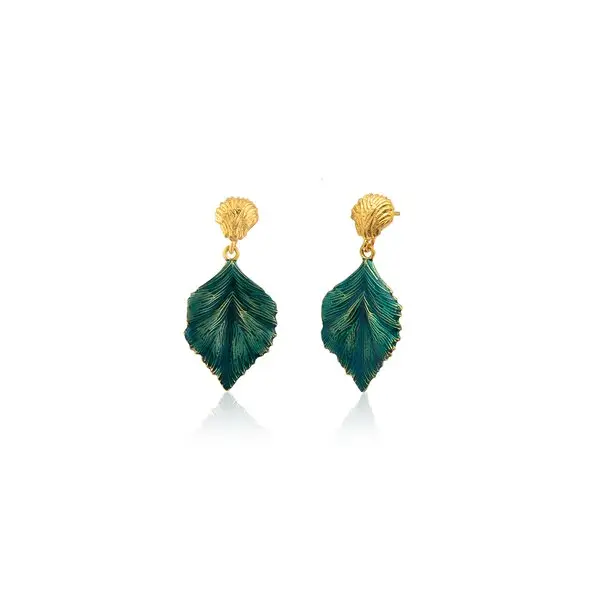 MILOU JEWELRY Linden Leaf Drop Earrings Turquoise - Blue
