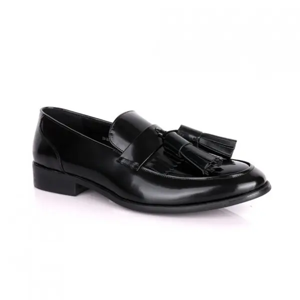 DAVID WEJ Bradford Patent Leather Loafers With Tassels - Black
