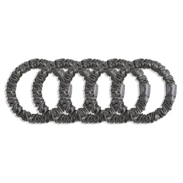 6FIFTYTWO® Pure Mulberry Slim Silk Scrunchies Dark - Grey