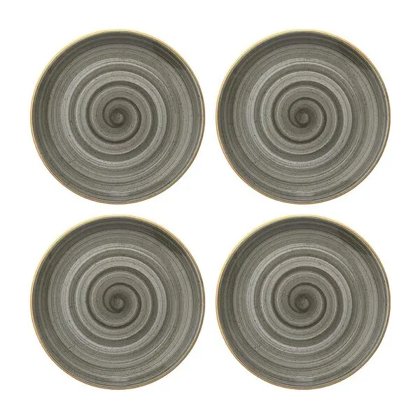 Turgla Home Space Round Porcelain, Bread And Butter Or Side Plates, Set Of Four - Grey