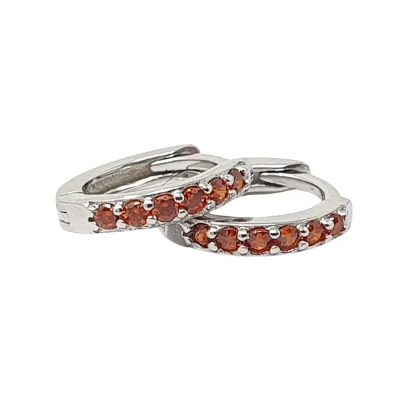 HARFI Red / Silver Garnet January Birthstone Small Silver Huggie Hoops - Red/silver