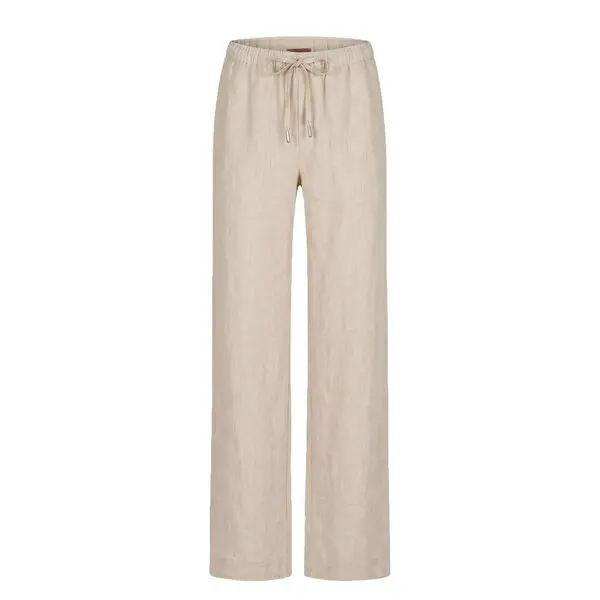 MAISON TANGERINE Neutrals Linen Wide Leg Long Trousers Sand For - Orange