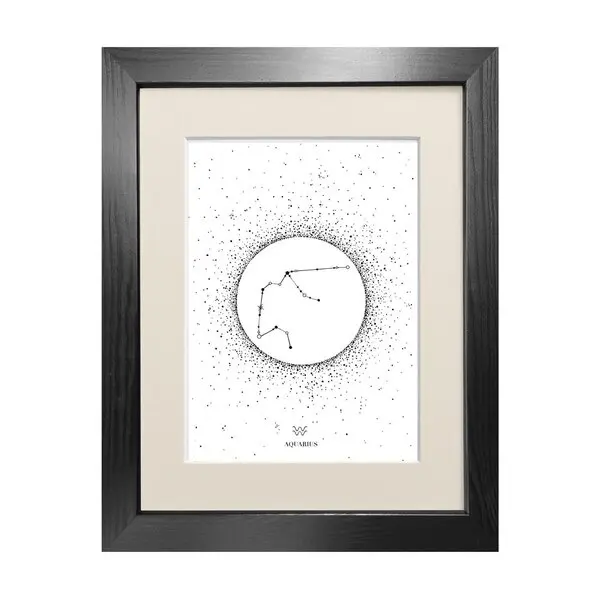 EMILY CARTER Aquarius Star Sign' Fine Art Print A5 - Black